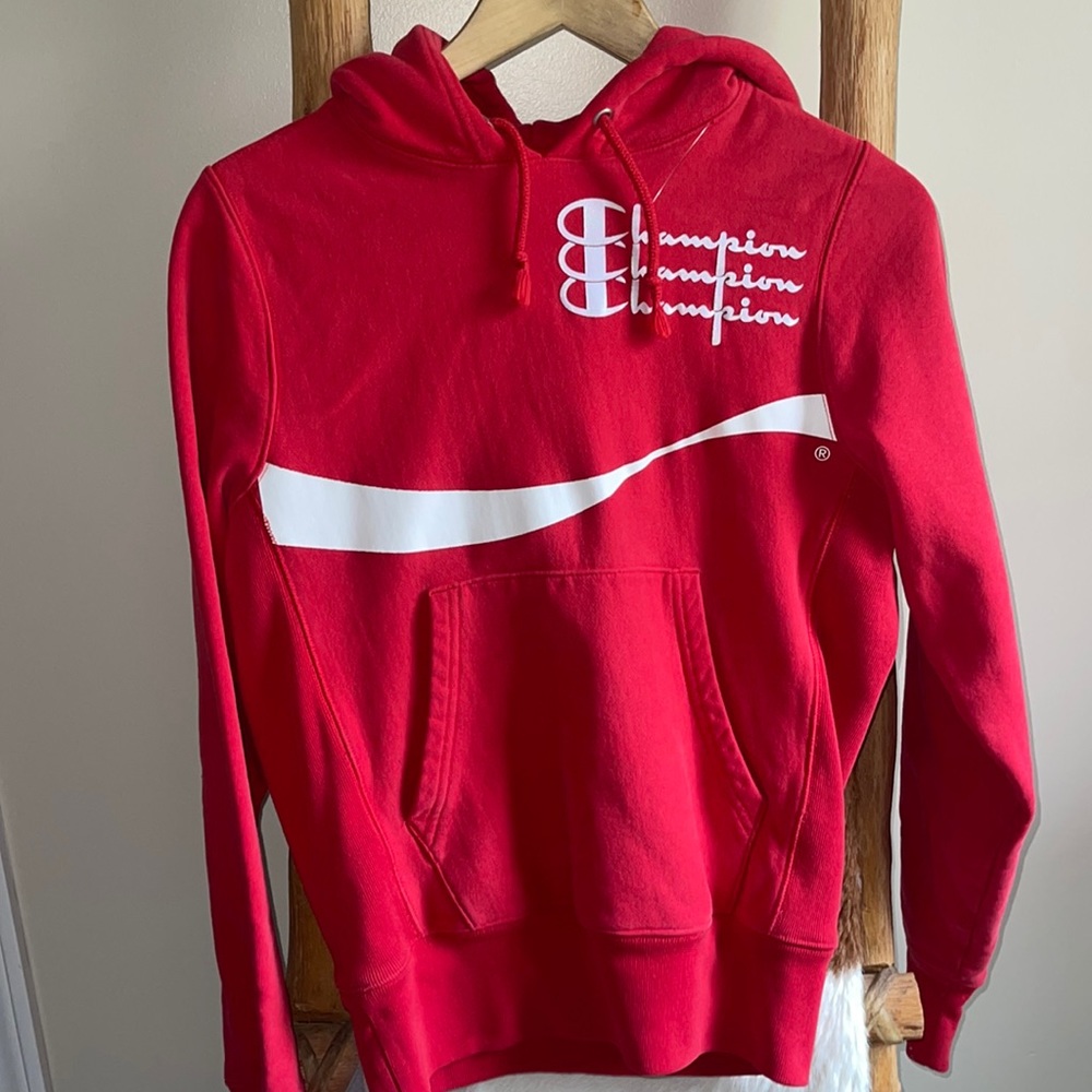 Rare Champion Coca Cola Collab Reverse Weave Hoodie - Gem